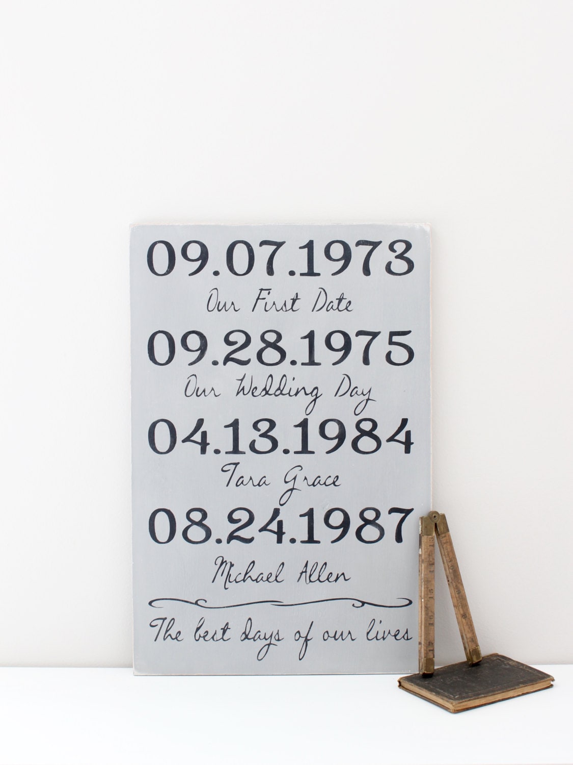 Custom Important Dates Wood Sign, 5th Anniversary Gift, Family Sign ...