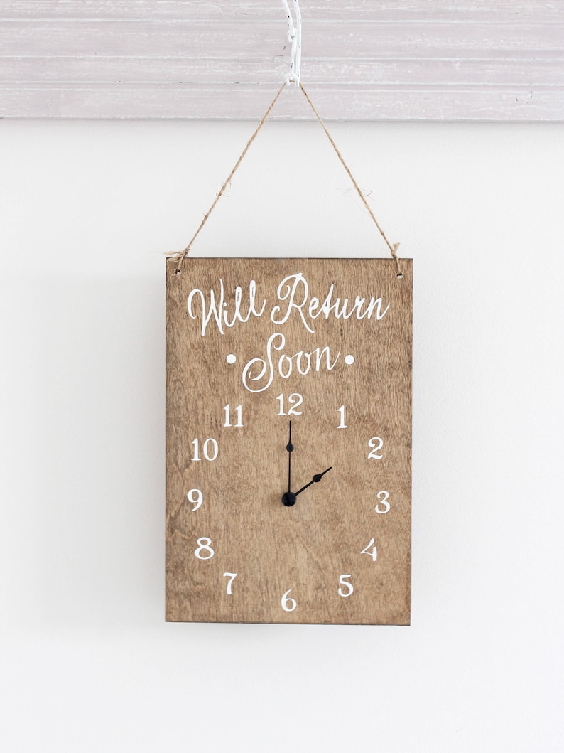 Will Return Clock Sign Store Hour Sign Custom Sign Store | Etsy