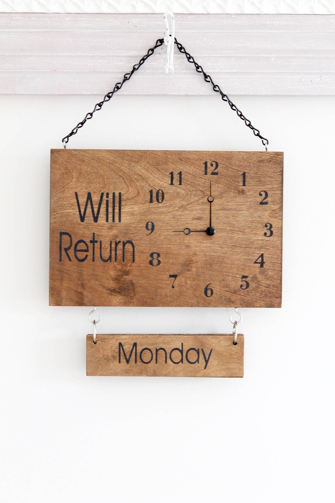 Will Return Clock Sign With Days of the Week Business Sign - Etsy