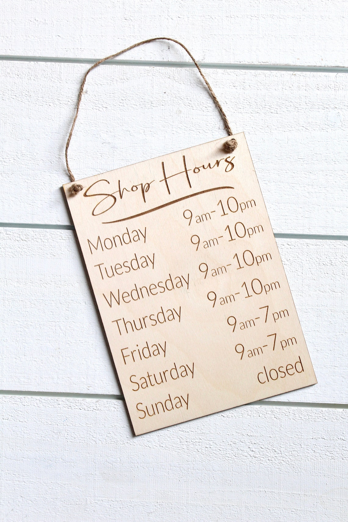 Business Hours Sign Store Hours Sign Laser Engraved Store | Etsy