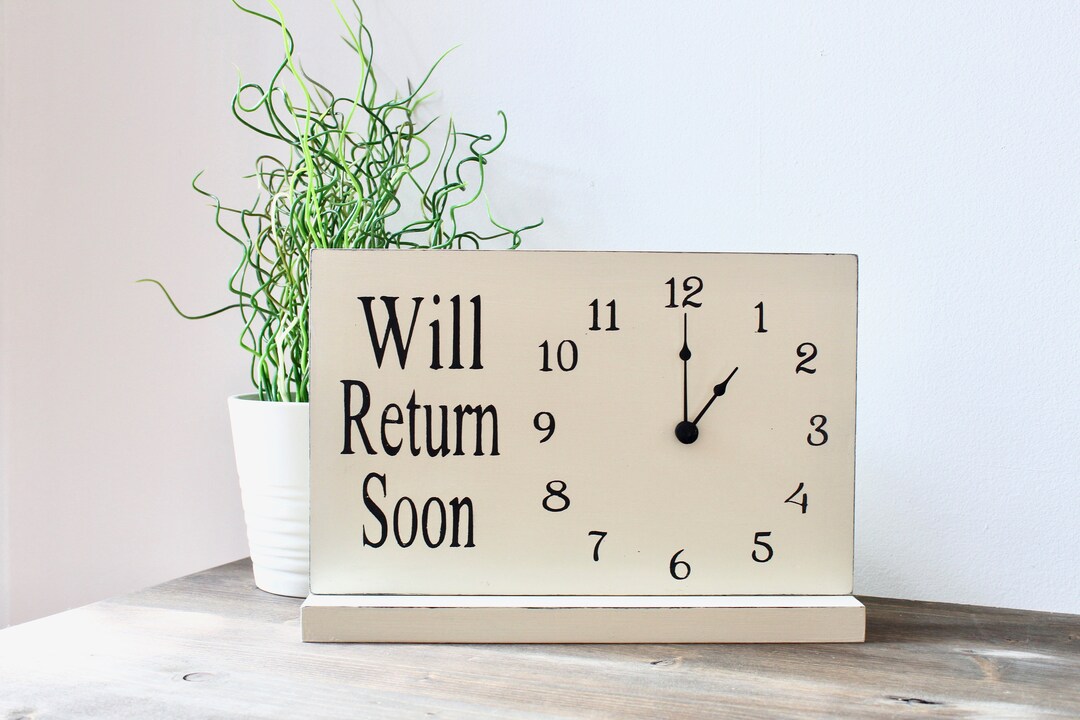 Business Sign, Will Return Clock Sign, Store Hour Sign, Custom Sign ...