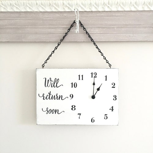 Business Sign Modern Will Return Clock Sign Spa Sign Custom - Etsy