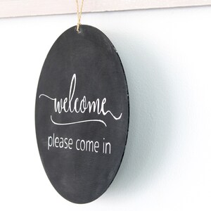 Be Back Soon Wood Sign, Welcome Sign, Round Modern Business Sign ...