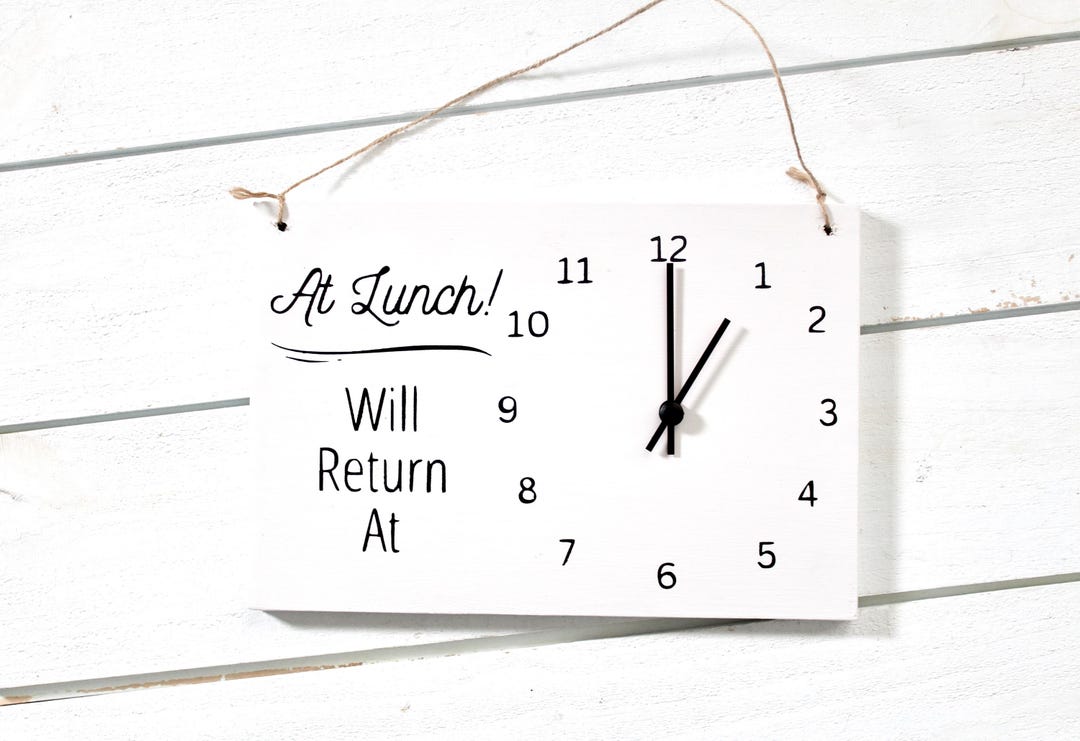 Out to Lunch Sign, Will Return Hanging Clock Sign, Sorry We Missed You ...