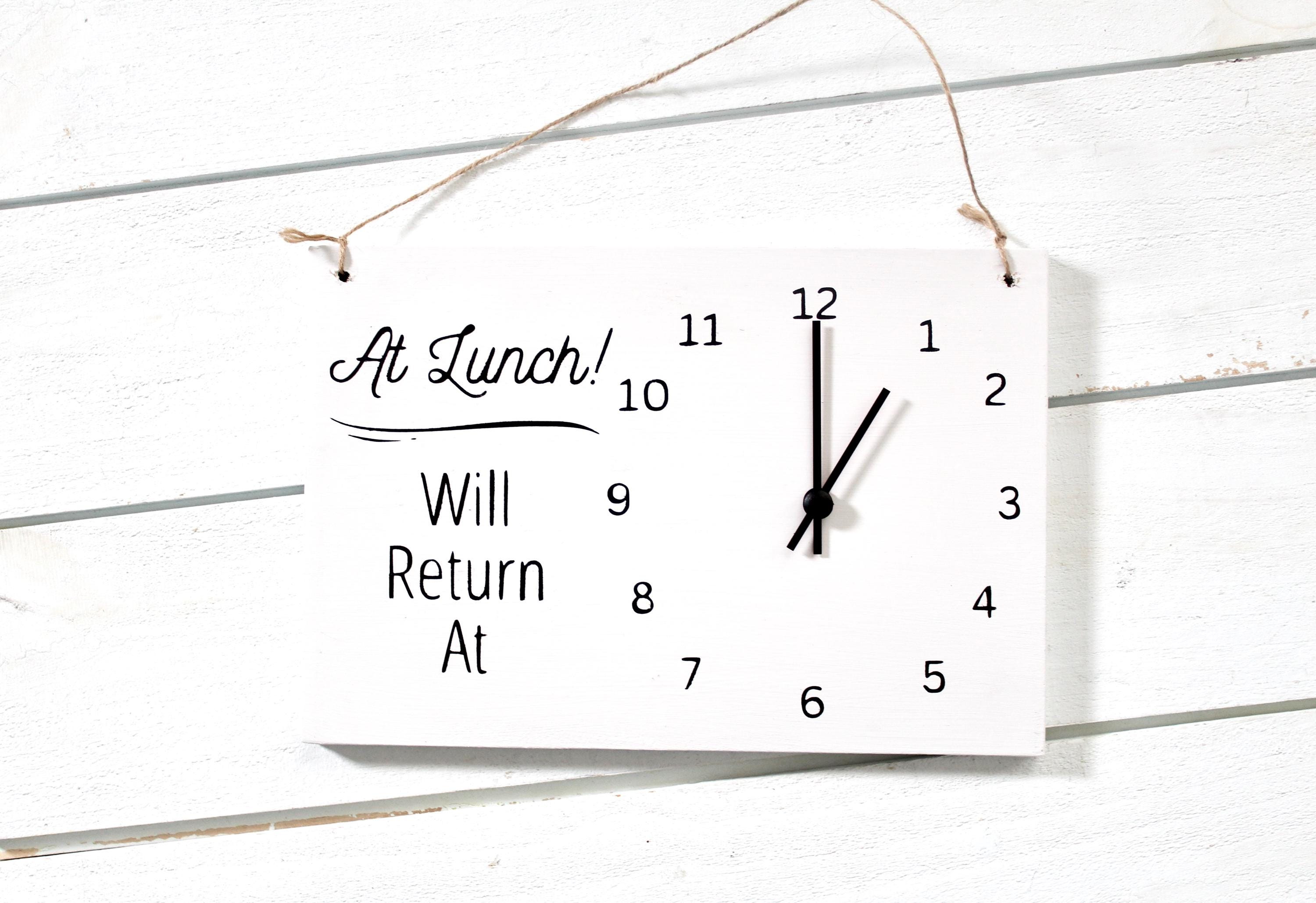 Out to Lunch Sign, Will Return Hanging Clock Sign, Sorry We Missed You ...