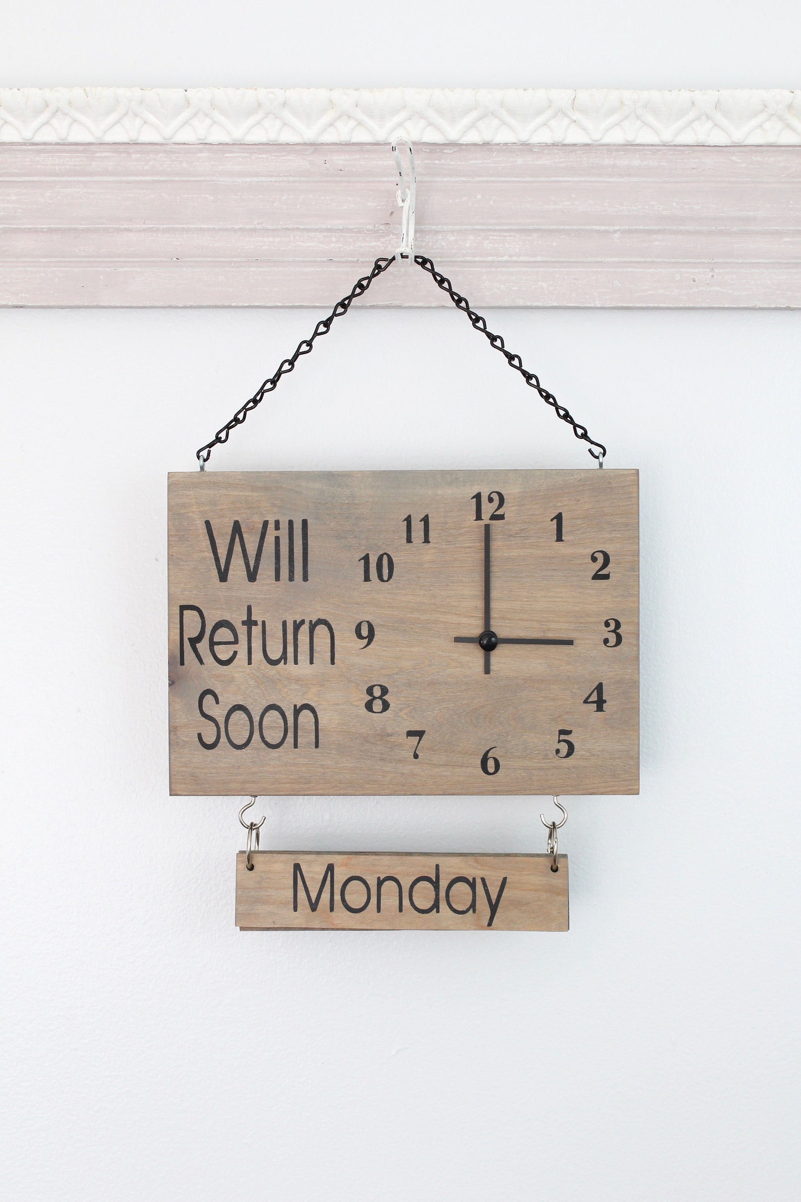Will Return Clock Sign With Days of the Week Business Sign - Etsy