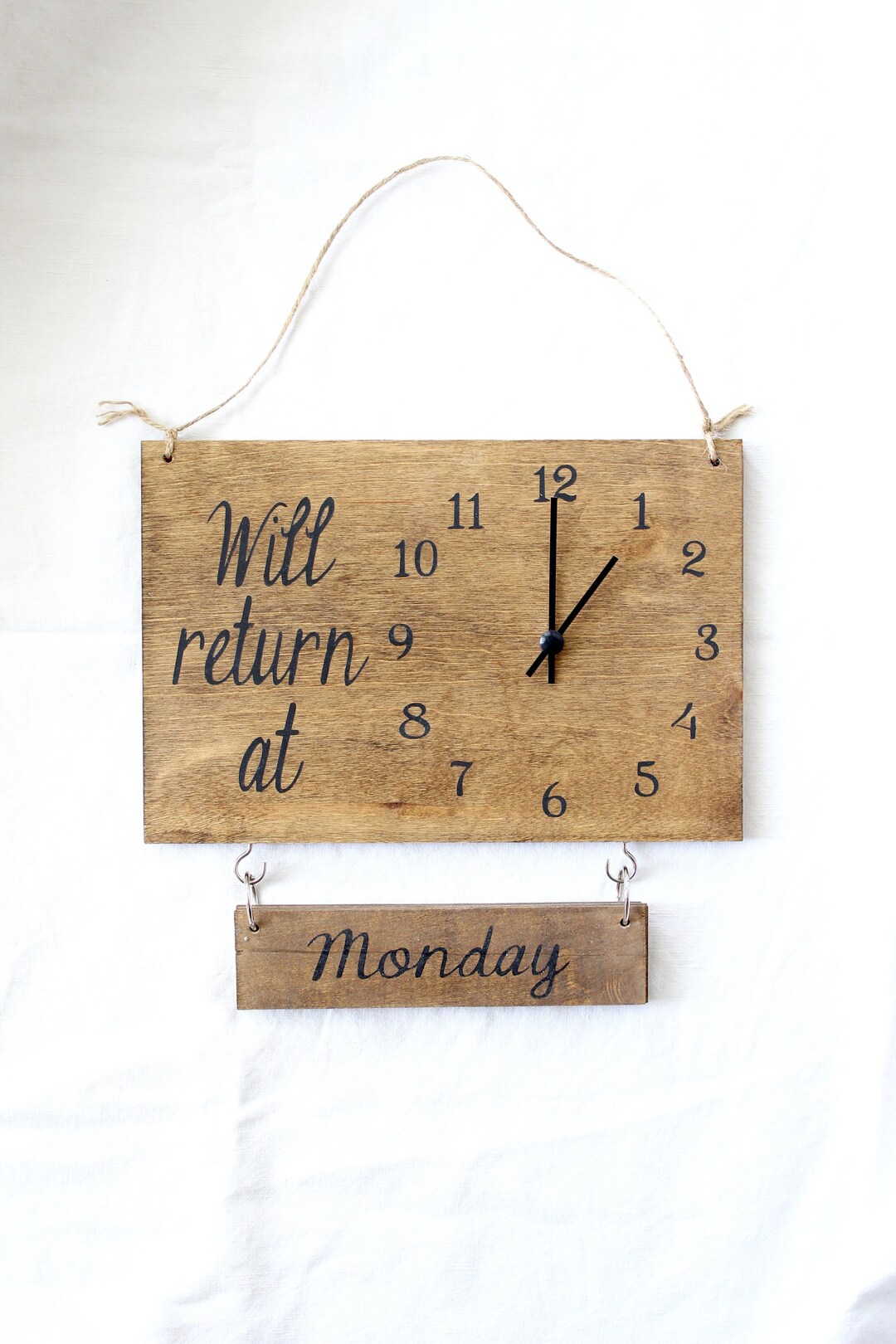 Will Return Clock Sign With Days of the Week, Business Sign, Clock Sign ...