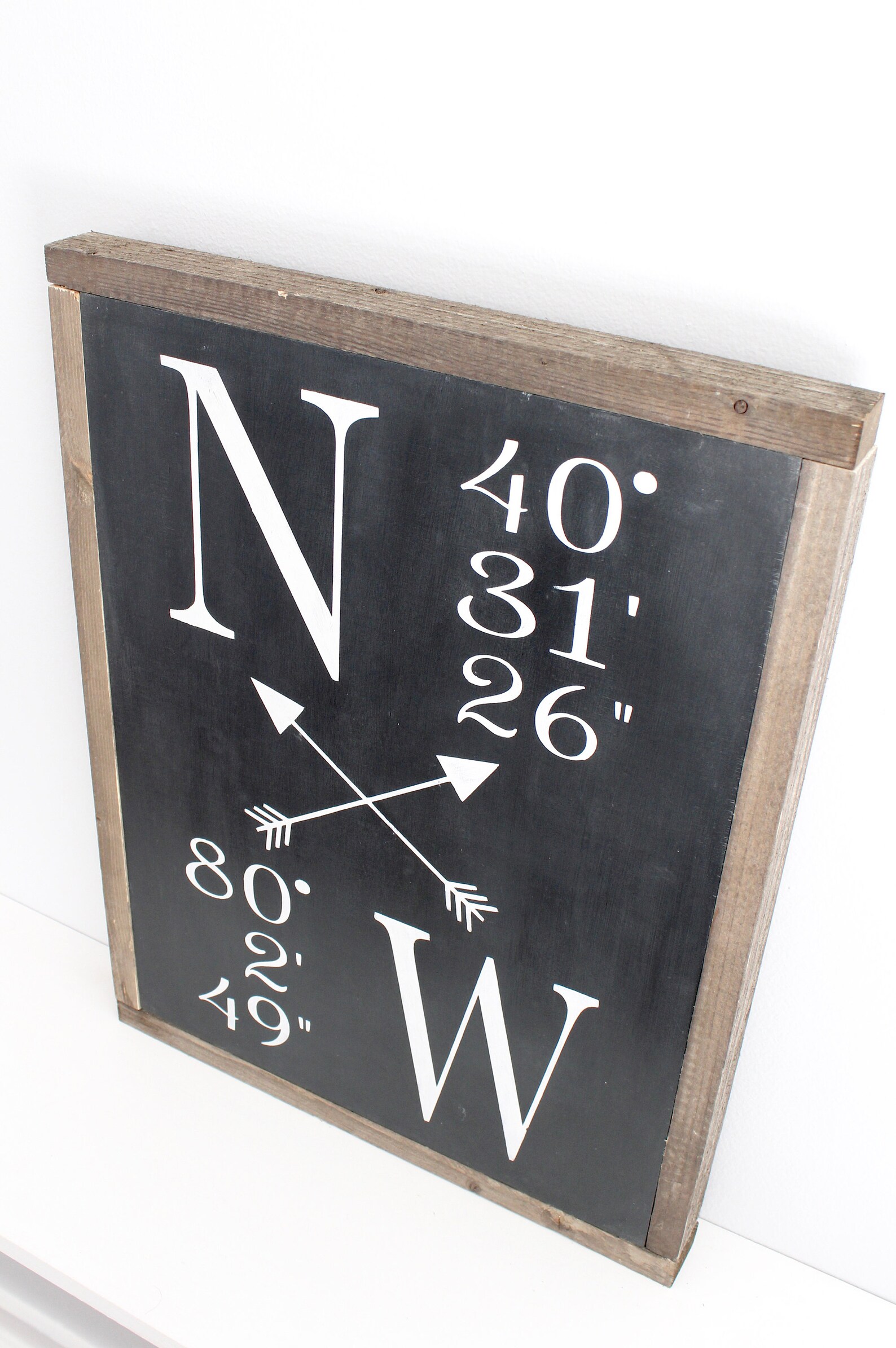 Coordinates Sign Large Framed Wood Sign Farmhouse Style Wood - Etsy