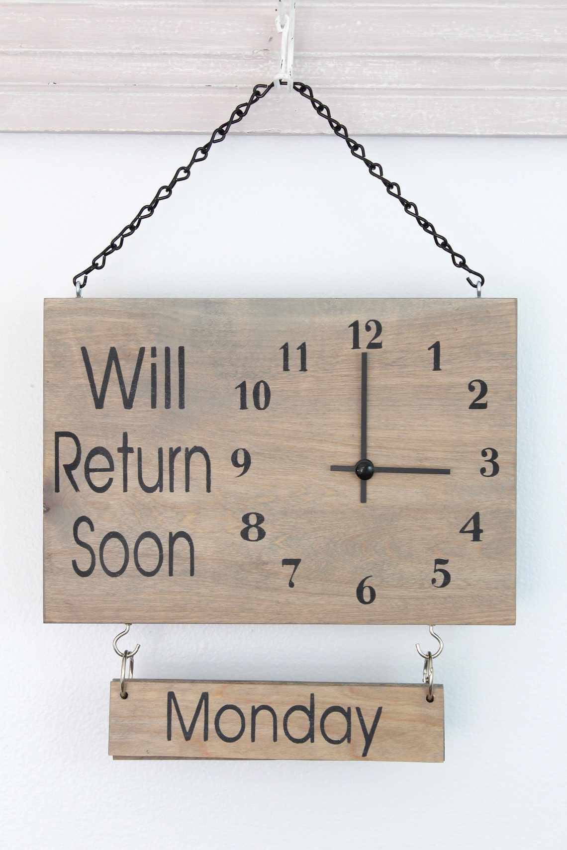 Will Return Clock Sign With Days of the Week Business Sign - Etsy