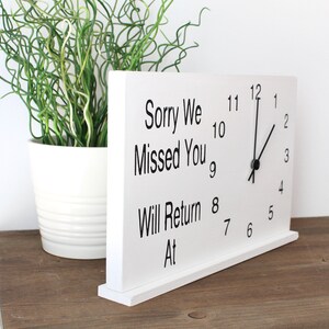 Will Return Clock Sign, Desktop Clock Sign, Custom Sign, Store Sign ...