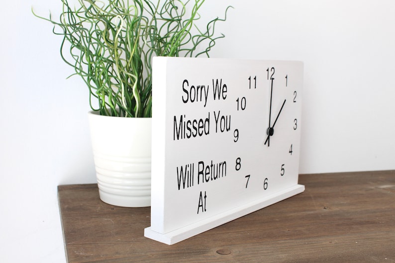 Will Return Clock Sign, Desktop Clock Sign, Custom Sign, Store Sign ...