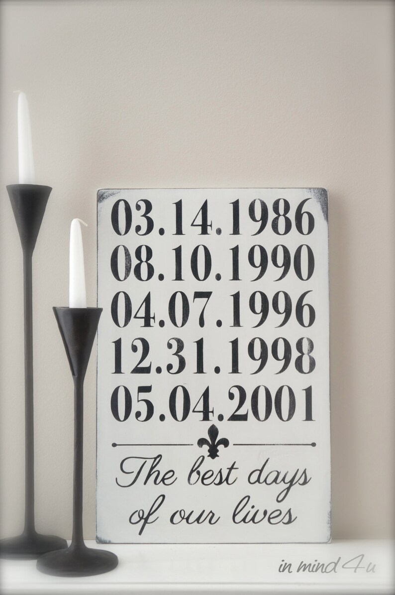 Important Dates Custom Wood Sign Anniversary Gift Family | Etsy