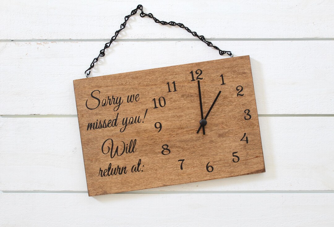 Will Return Clock Sign, Store Hour Sign, Custom Sign, Store Sign ...