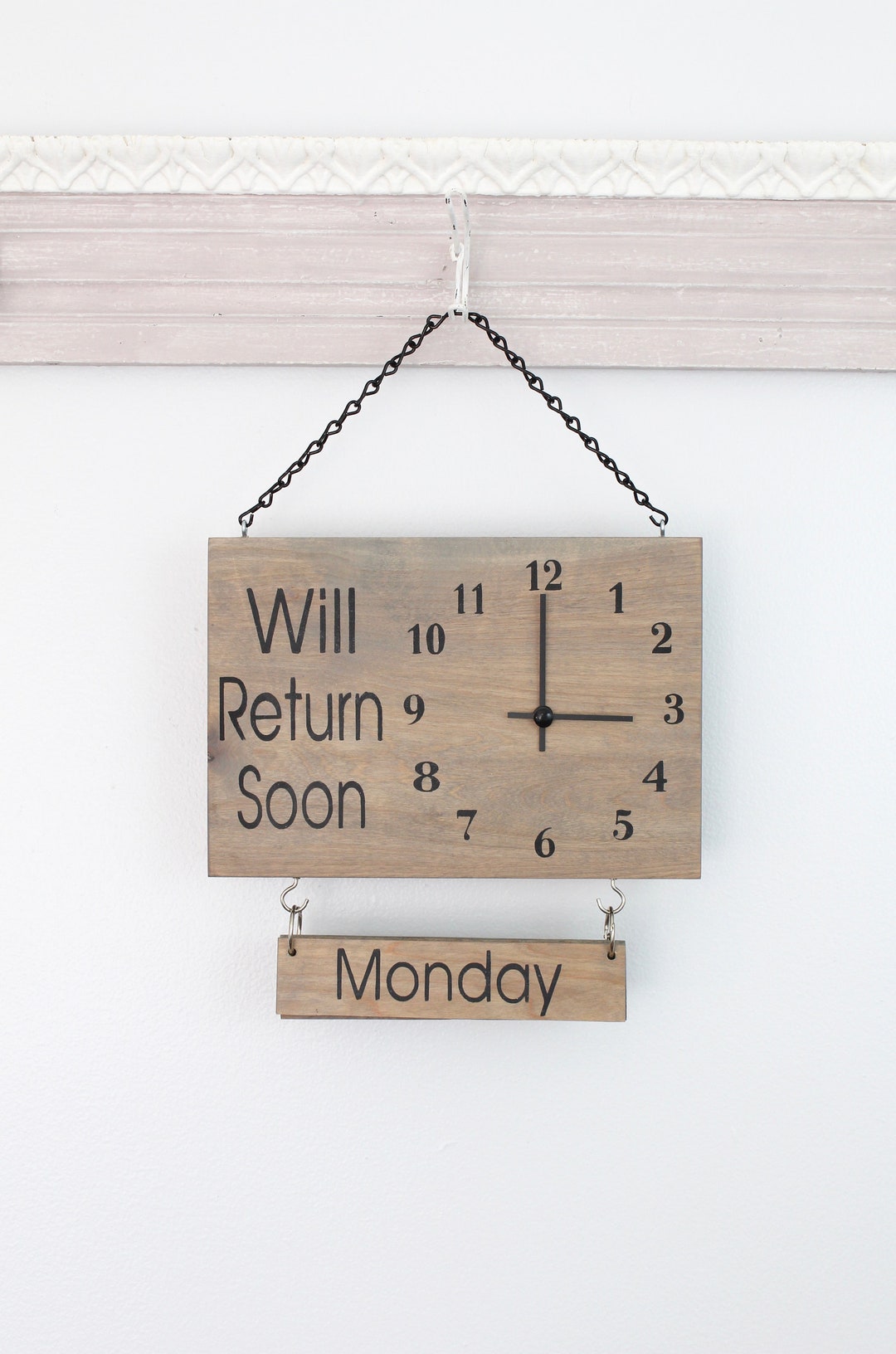 Will Return Clock Sign With Days of the Week, Business Sign, Clock Sign ...