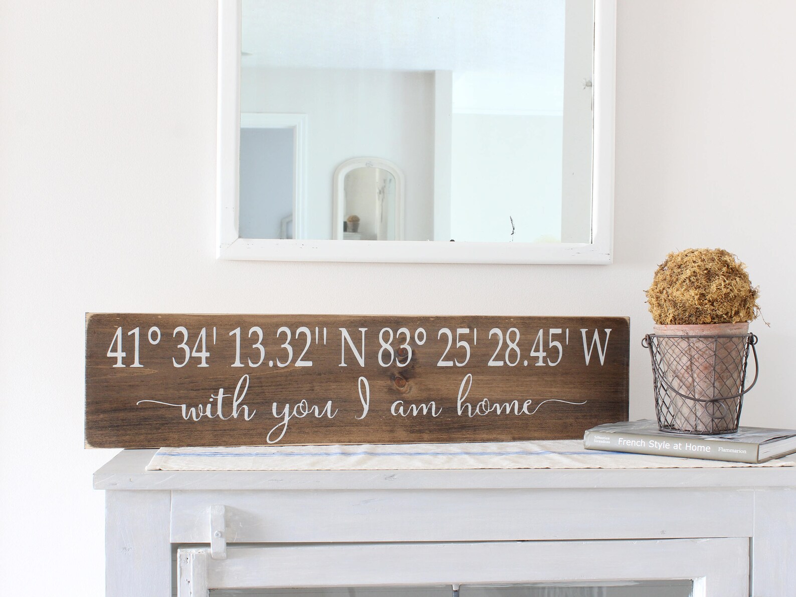 Coordinates Sign Stained Wood Sign Rustic Home Wall Decor | Etsy