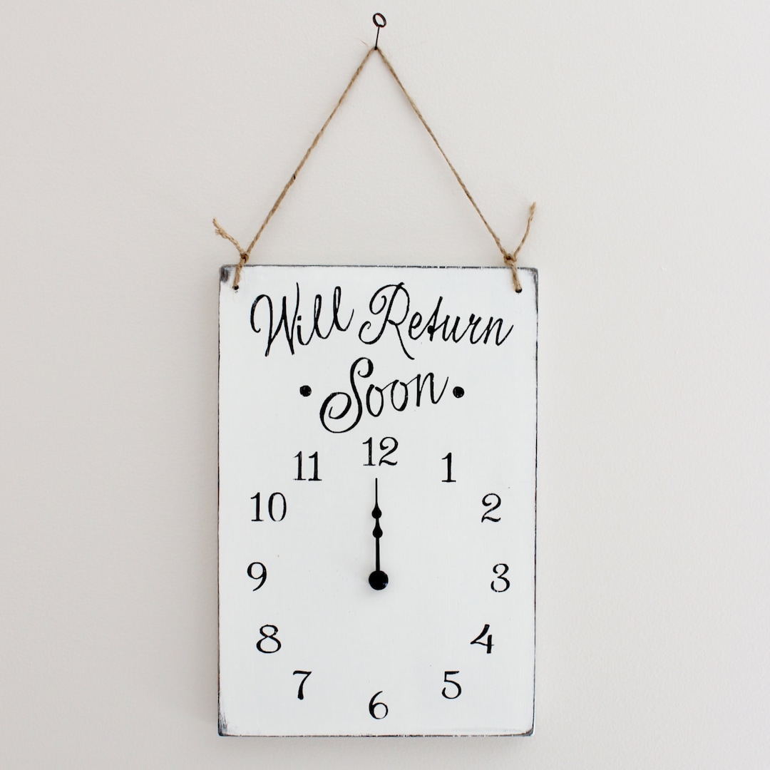 Business Sign, Will Return Clock Sign, Store Hour Sign, Custom Sign ...