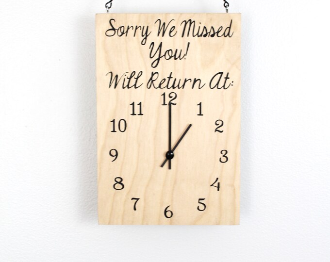 Will Return Clock Sign, Store Hour Sign, Custom Sign, Store Sign ...