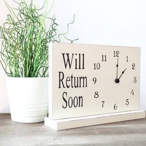 Business Sign, Will Return Clock Sign, Store Hour Sign, Custom Sign ...