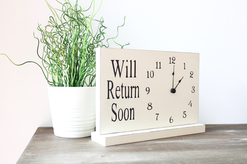 Business Sign Will Return Clock Sign Store Hour Sign Custom - Etsy