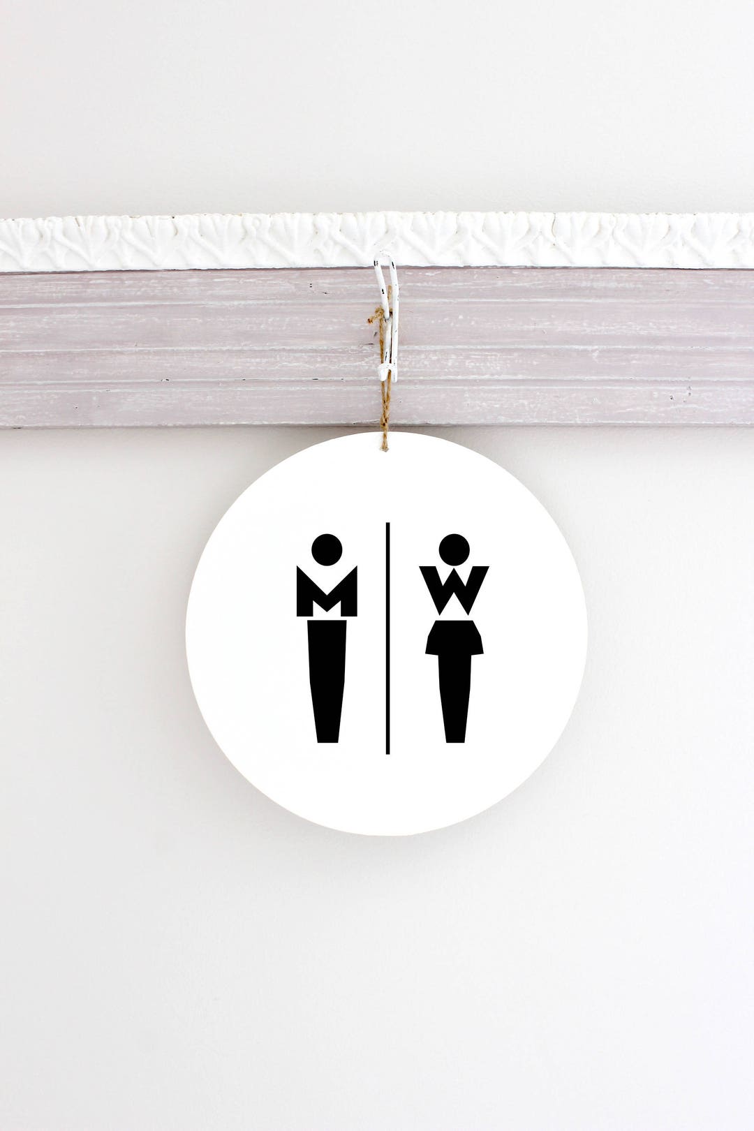 Round Modern Wood Restroom Sign, Restroom Signage, Business Sign ...