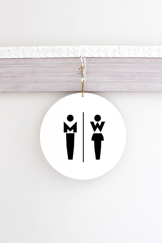 Round Modern Wood Restroom Sign Restroom Signage Business | Etsy