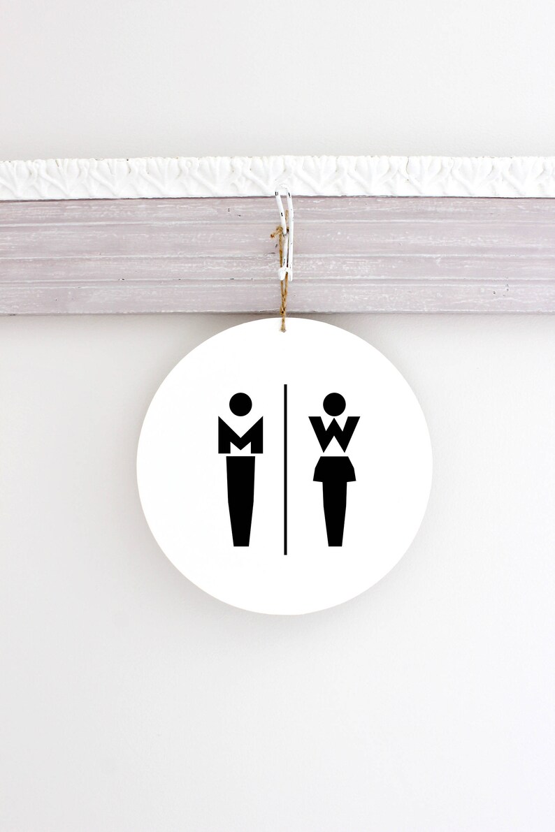Round Modern Wood Restroom Sign Restroom Signage Business - Etsy