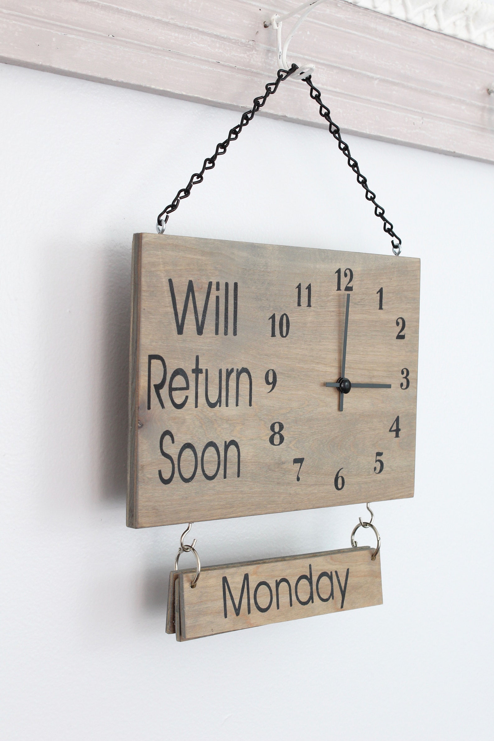 Will Return Clock Sign With Days of the Week Business Sign - Etsy