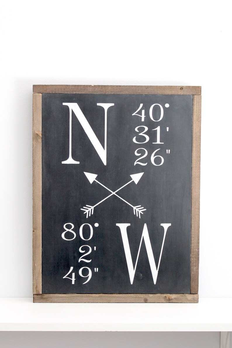Coordinates Sign Large Framed Wood Sign Farmhouse Style Wood - Etsy