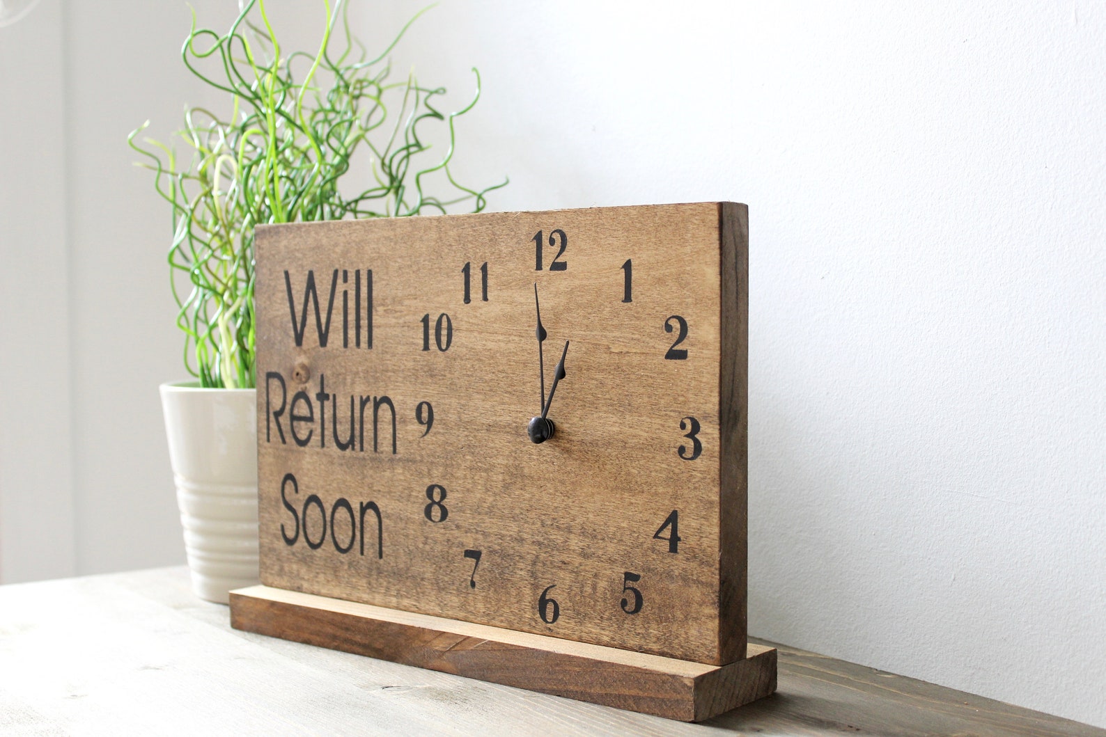 Will Return Desktop Clock Sign Standing Clock Sign Store - Etsy
