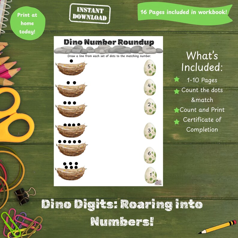 Dino Digits - Roaring Into Numbers! 1-10 Tracing Workbook - Printable ...