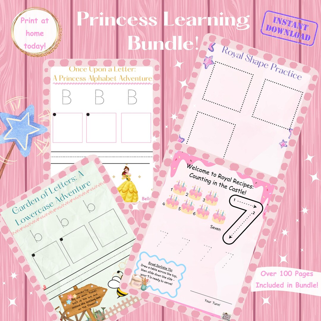 Princess Learning Bundle - Uppercase, Lowercase, Numbers 1-10 & Shape ...