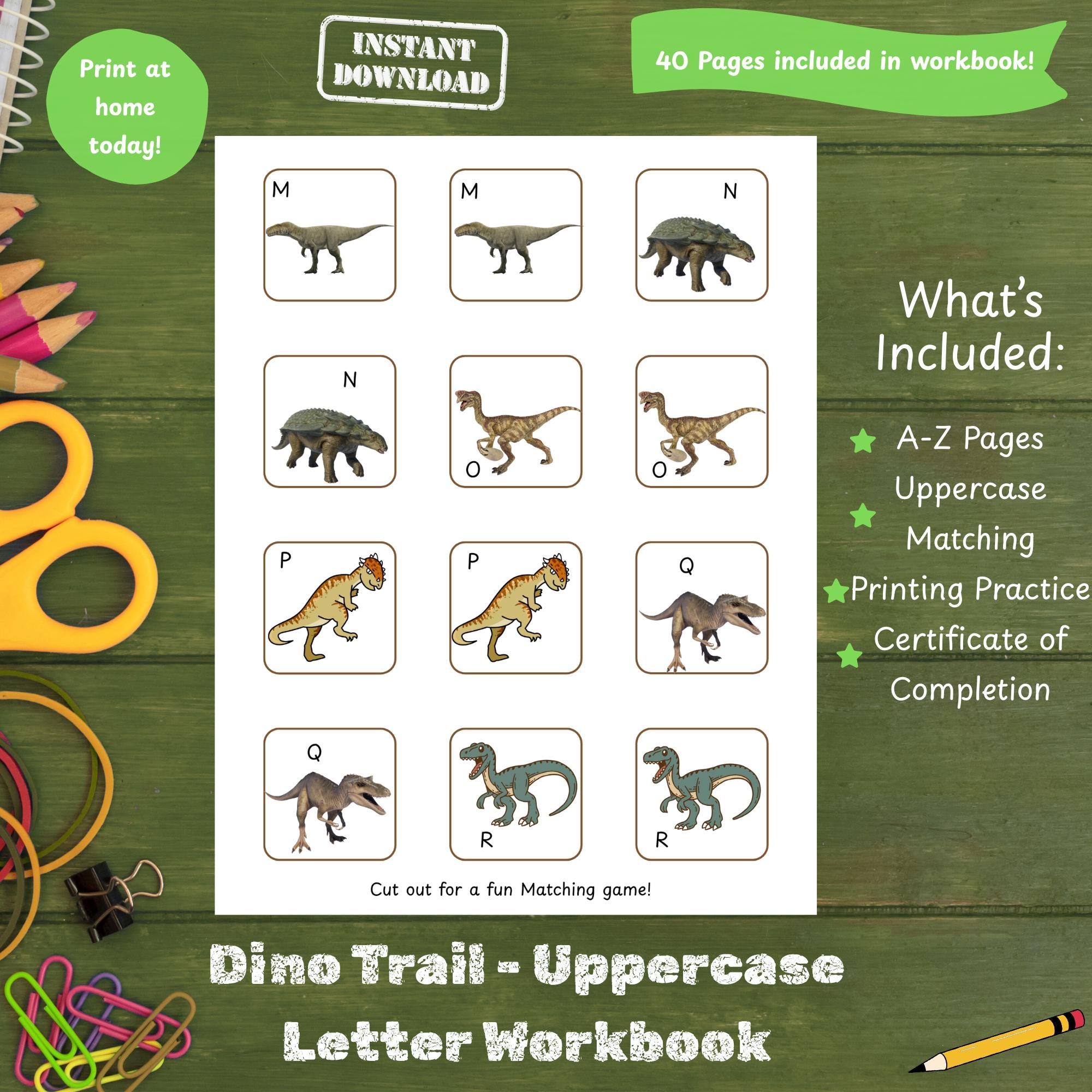 Dino Trail Abc's - Uppercase Letter Tracing Workbook - Dinosaur-themed ...