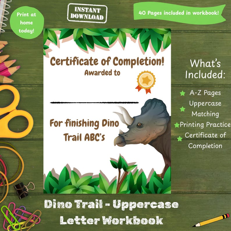 Dino Trail Abc's - Uppercase Letter Tracing Workbook - Dinosaur-themed ...