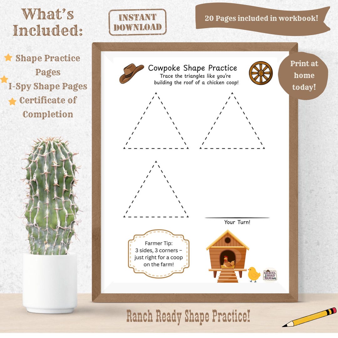 Ranch Ready Shape Practice - Trace & Identify Shapes - Western Themed ...