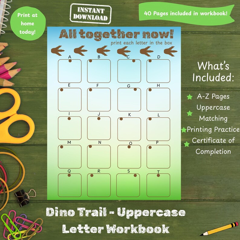 Dino Trail Abc's - Uppercase Letter Tracing Workbook - Dinosaur-themed ...