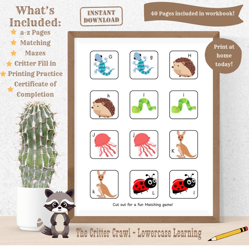 The Critter Crawl - Lowercase Letter Tracing Workbook-printable ...