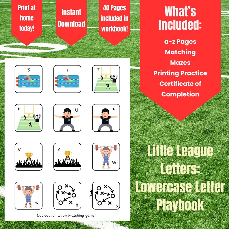 Little League Letters: Lowercase Letter Playbook! PDF Printable ...