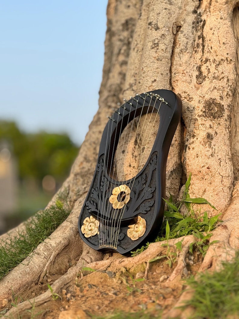 Black Lyre 3 Golden Flower Lyre Harp 10 Strings - Lyra Harp Free Bag ...