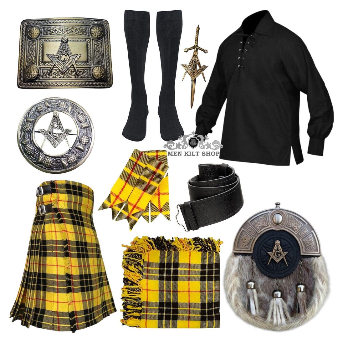 Men's Scottish 11 Pieces Masonic Wedding Kilt Outfit Highland Wedding ...