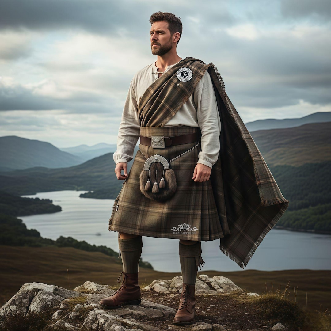 Men’s Scottish Traditional Great Kilt 16th Century Scottish Great Kilt ...