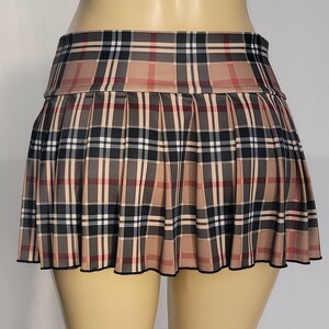 MICRO MINI Spandex Skirt Plaid Pleated choco - Etsy