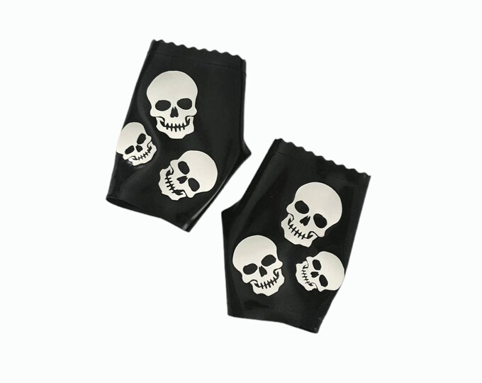 Goth Latex Skull Fingerless Gloves/gauntlets - Etsy