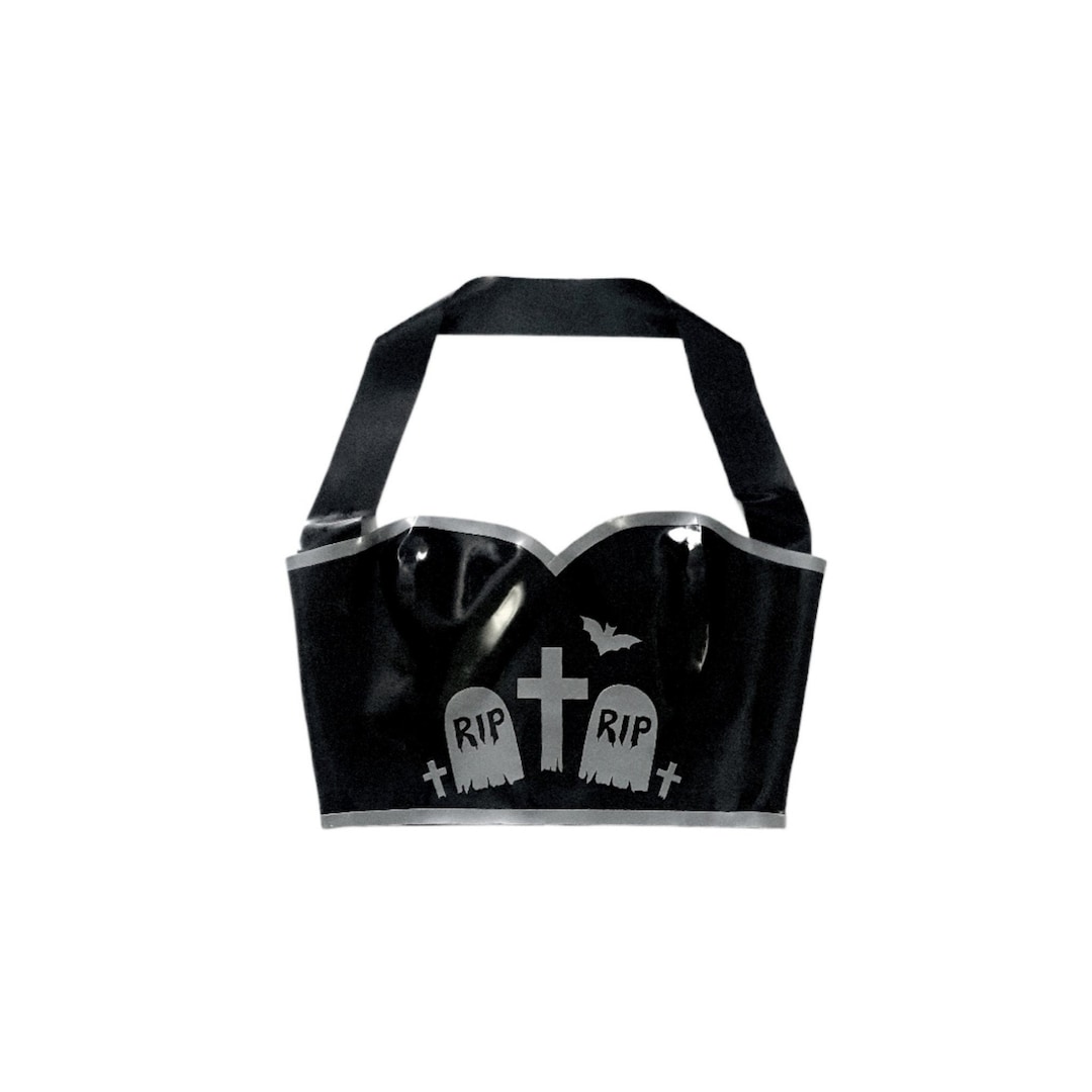Latex Halloween Goth Graveyard Halter Crop Top - Etsy