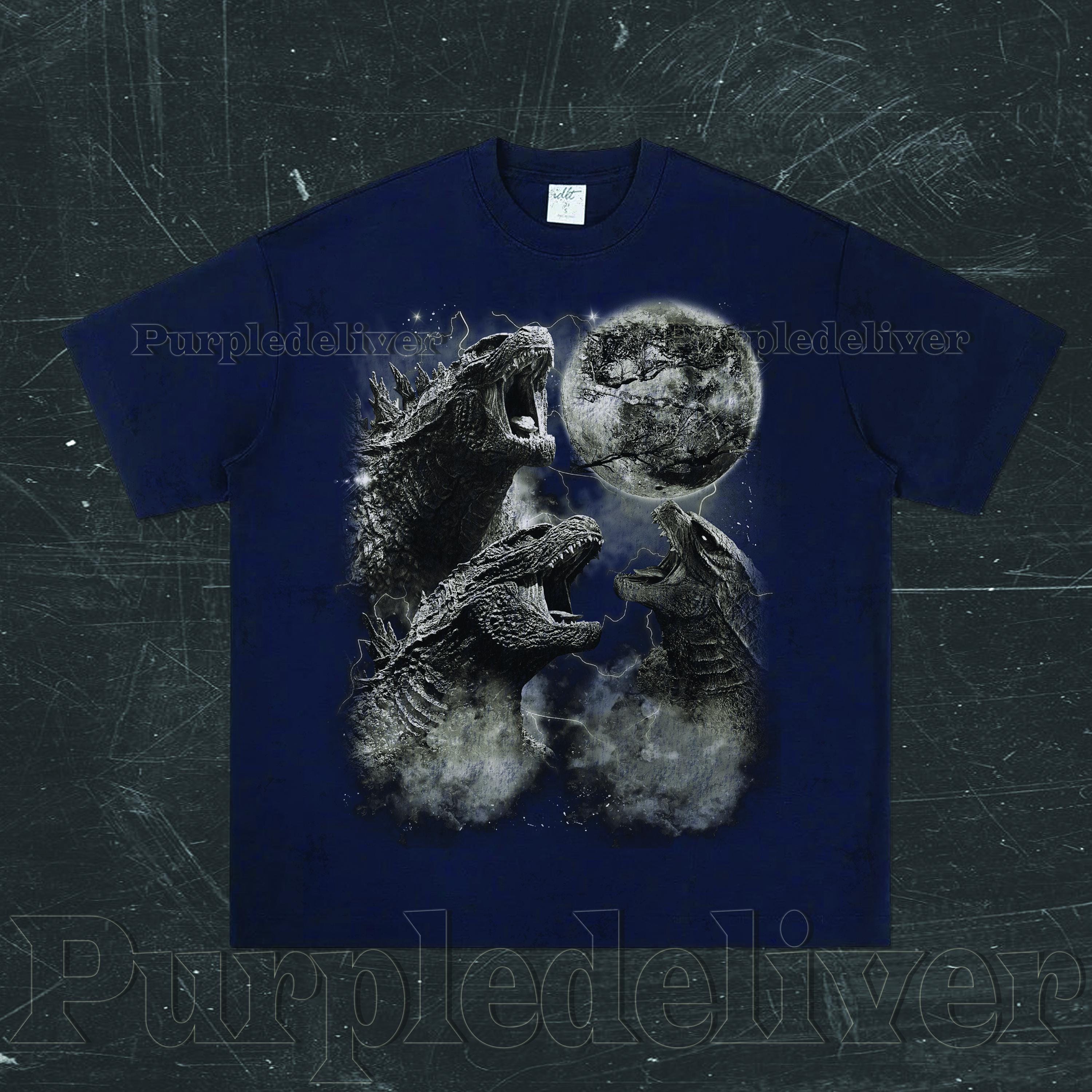 Trhee Godzilla Great Wave T-shirt, Godzilla Moonligt Youth Tees, King ...