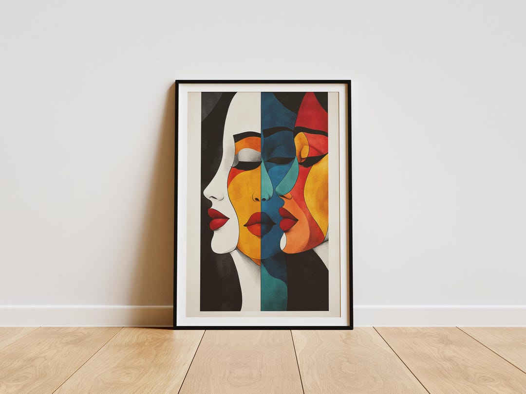Three Women Cubist Print – Abstract Faces Wall Art Inspired by Picasso ...