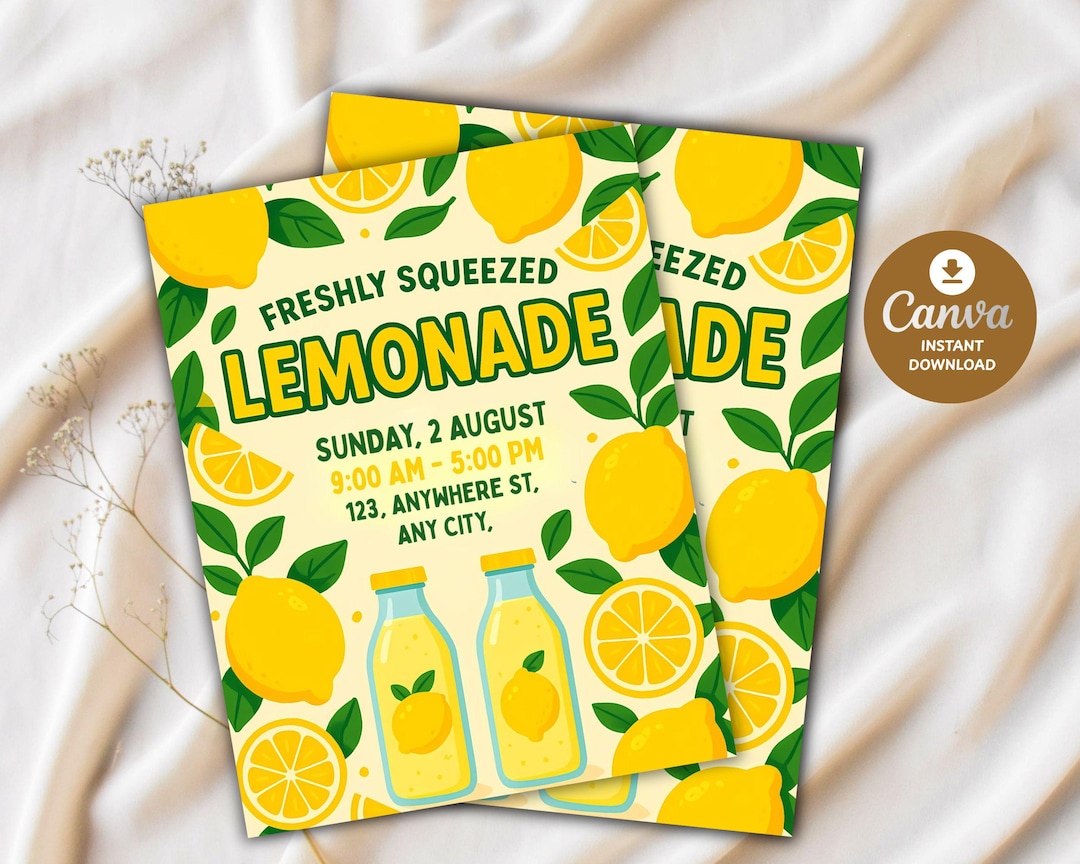Lemonade Sale Flyer Template Summer Fundraiser Flyer Printable Lemonade ...