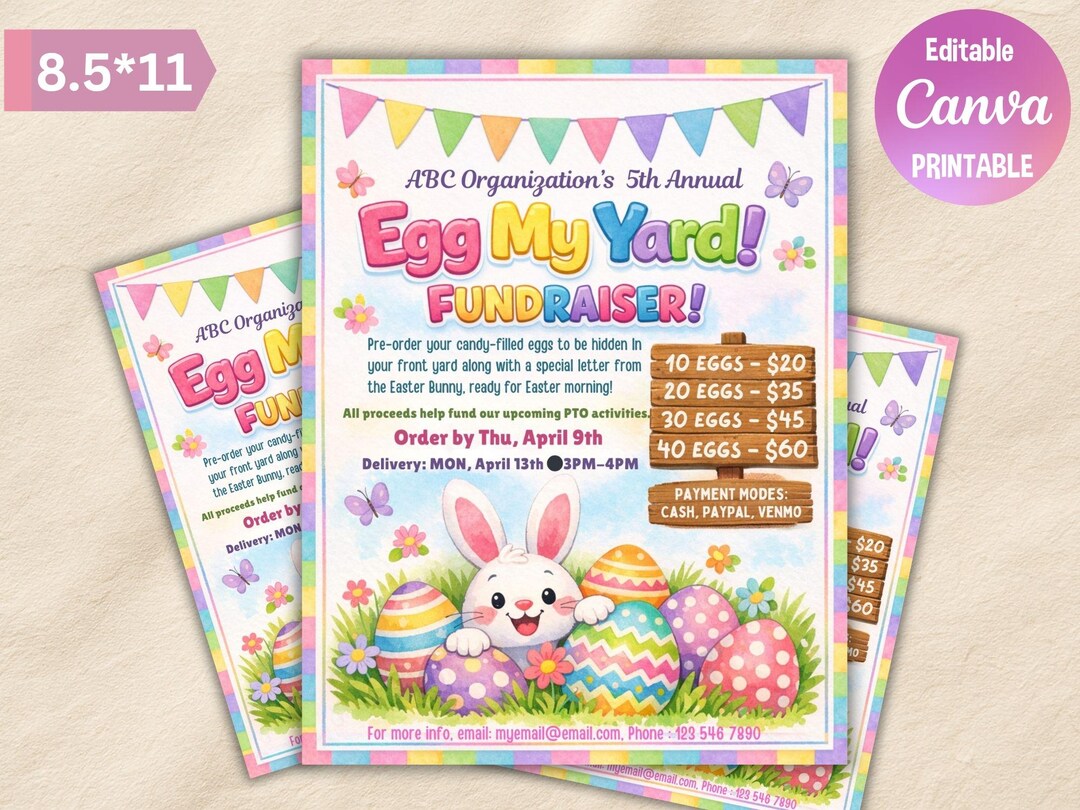 DIY Egg My Yard Flyer: Editable Easter Fundraiser Template (canva ...