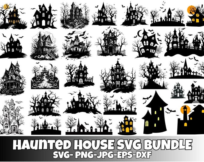 Haunted House Svg Bundle,haunted House Clipart,halloween Haunted House ...