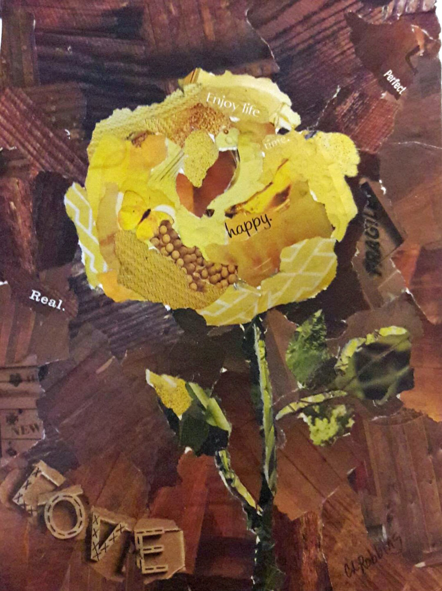 Enjoy Life Torn Paper Collage - Etsy