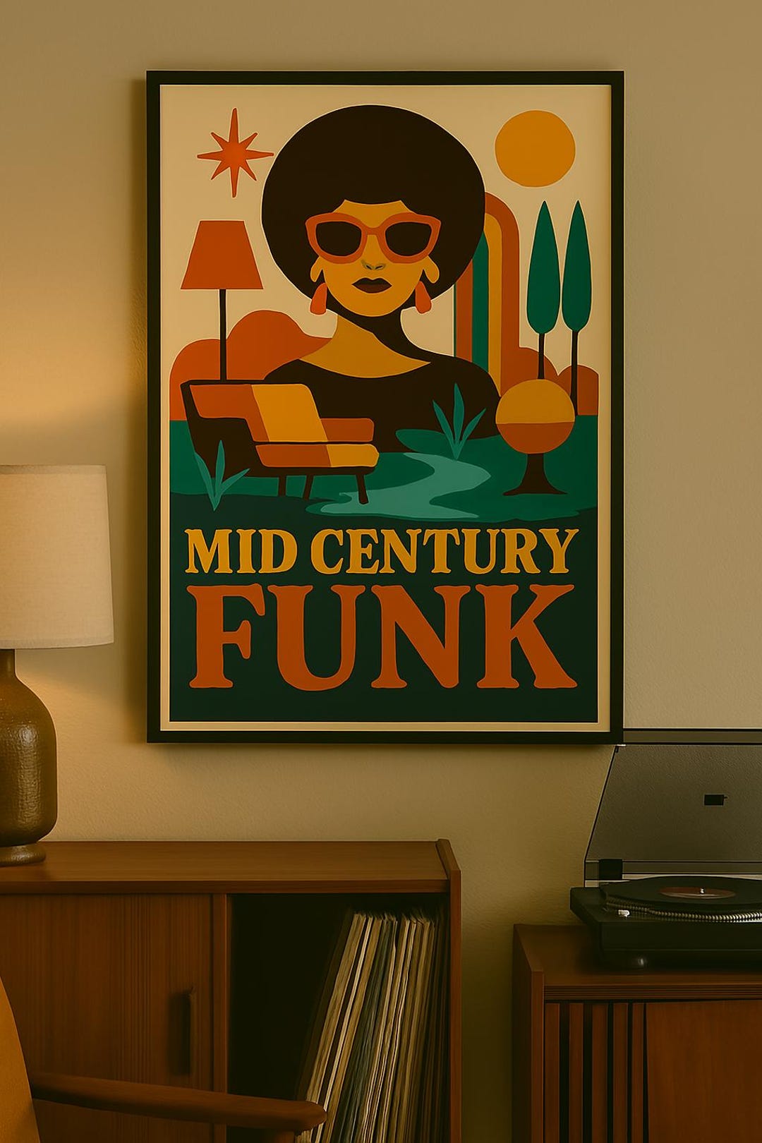 Mid-century Funk Poster - Retro Modern Wall Art Print - Atomic Era Home ...
